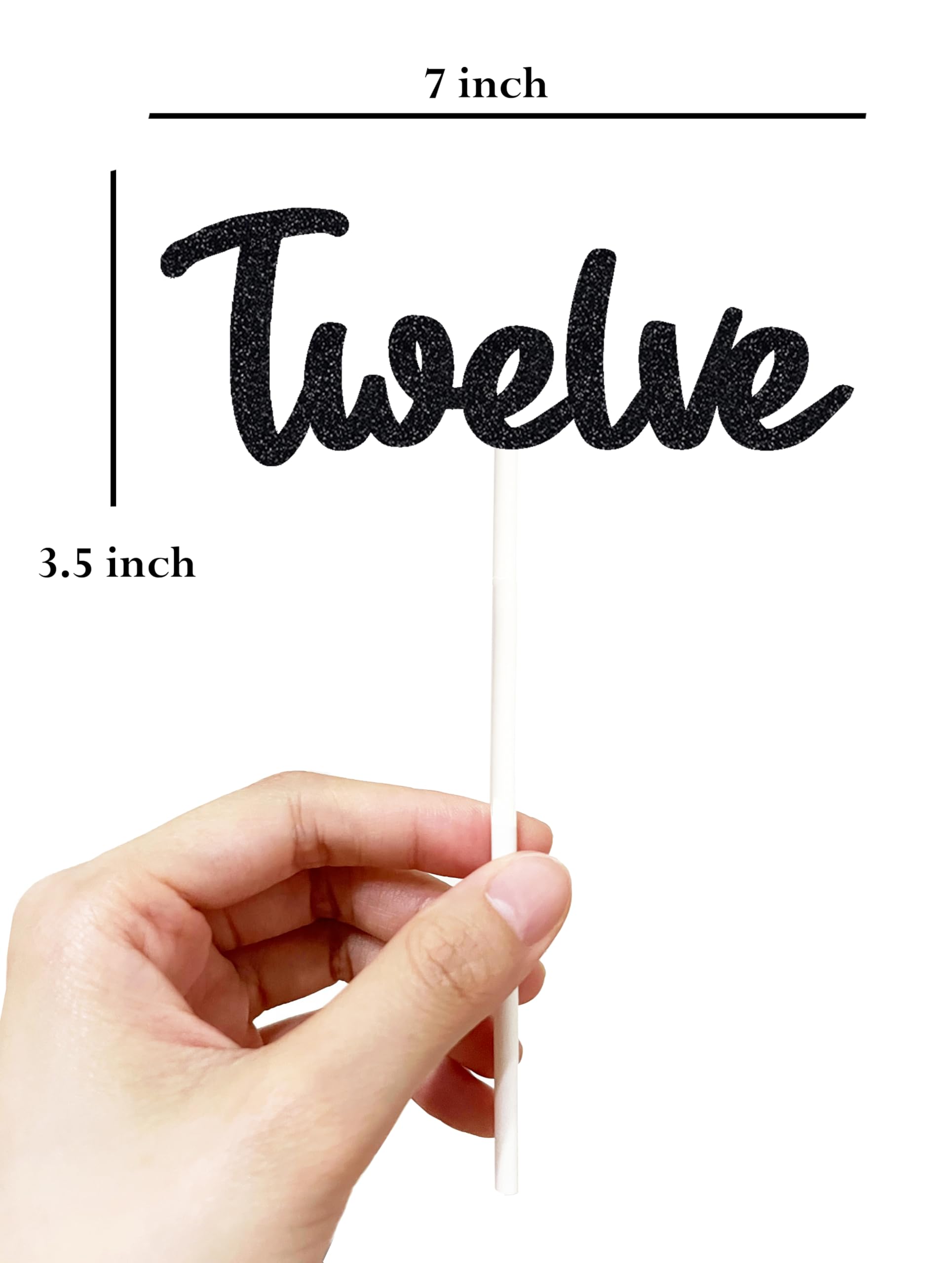 Snapklik.com : Twelve Birthday Cake Topper - Double Sided Black Glitter ...