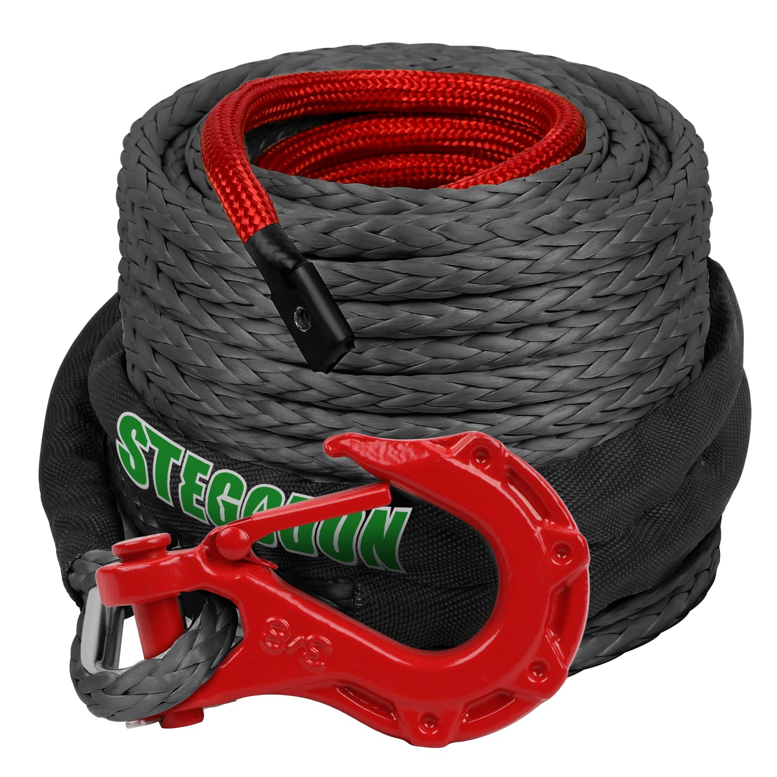 Snapklik.com : STEGODON Synthetic Winch Rope, 3/8 X 85ft 25,000LBS ...