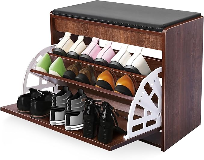 Amazon.com: YGYQZ Shoe Storage Benches with Flip Drawer, Wood Entrance ...