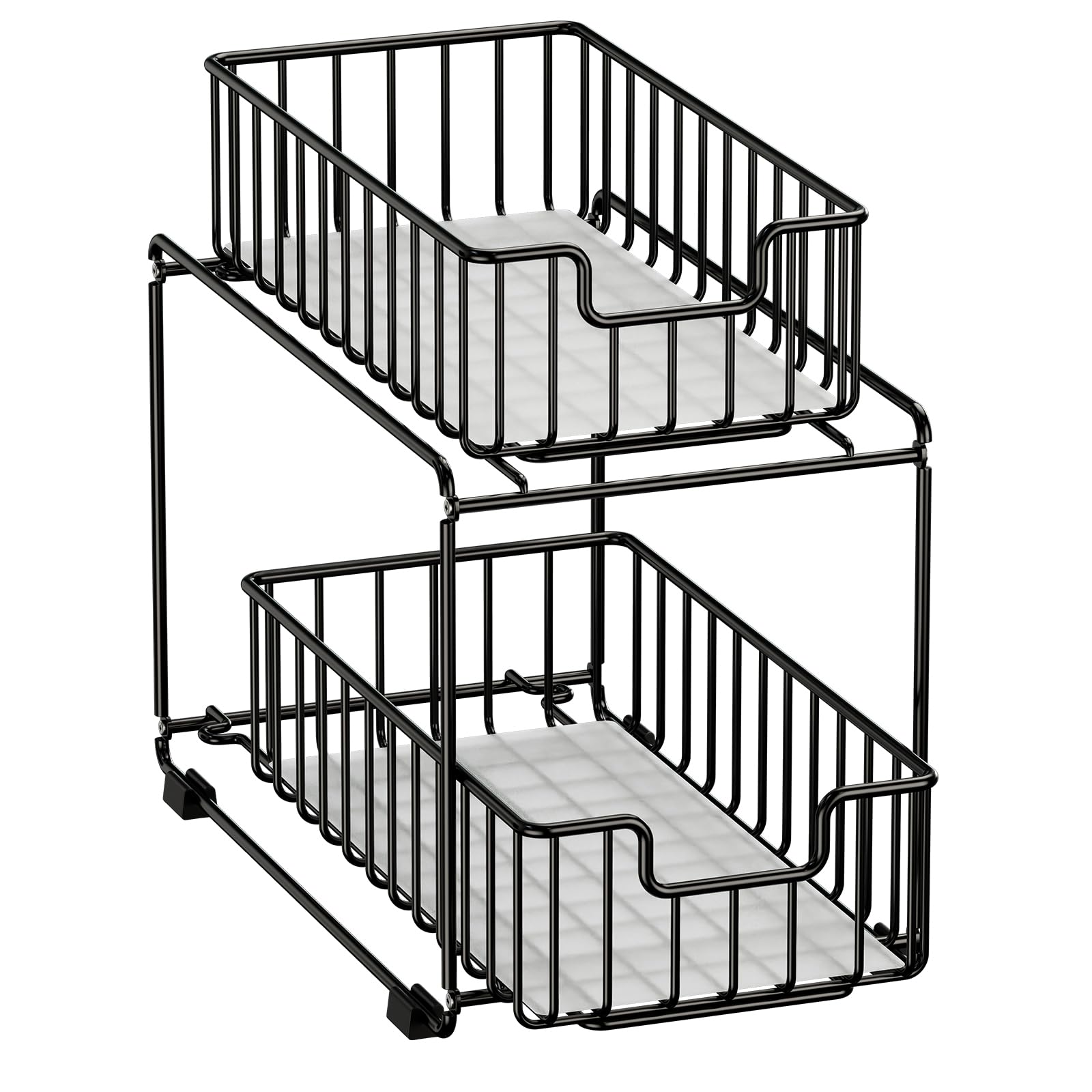 SUFAUY Pull-Out Sliding Drawer, 2 Tier Cabinet Organizer Metal Basket ...