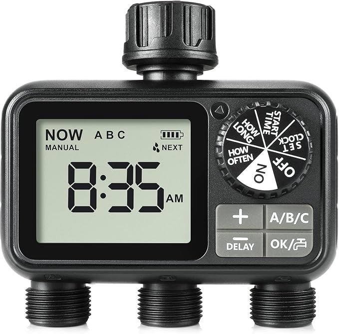 Amazon.com : Sprinkler Timer,3 Outlets Programmable Water Timer with ...