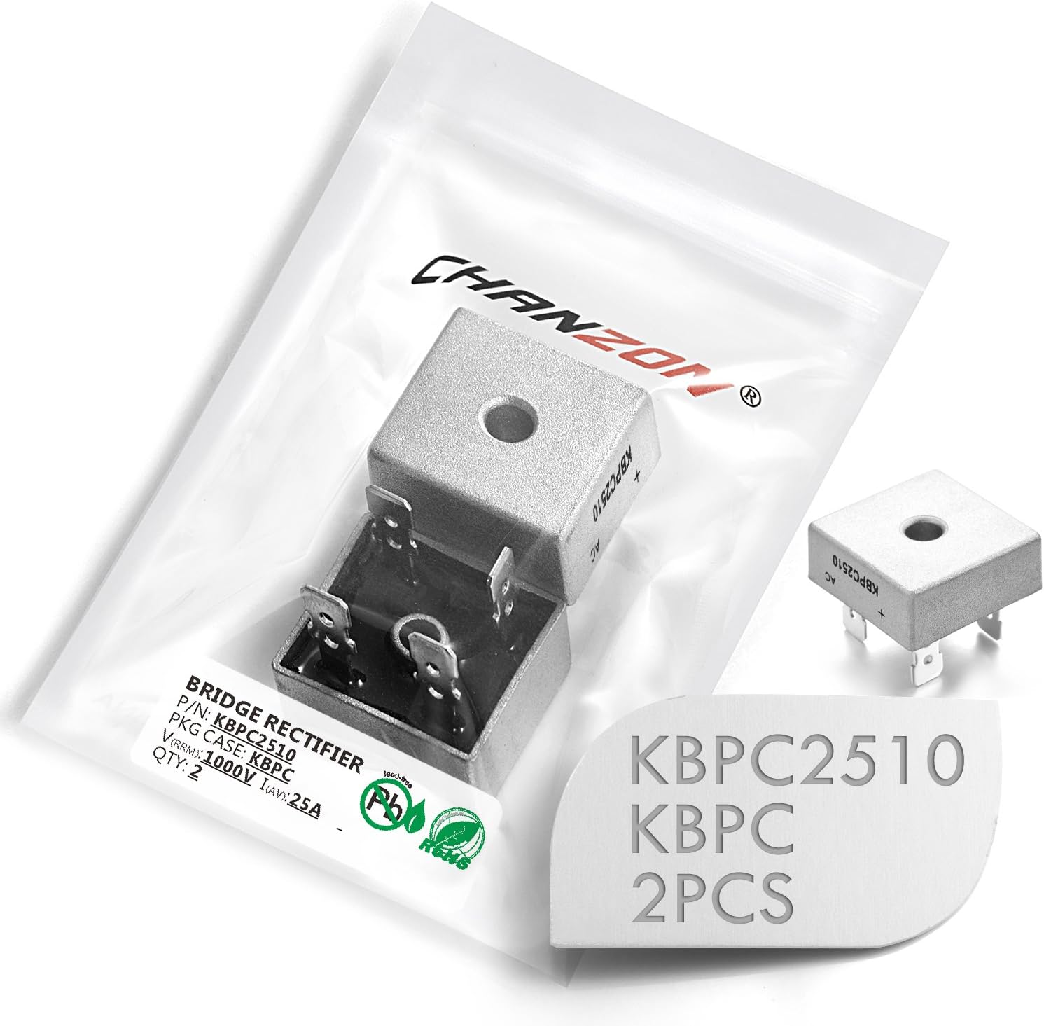 Amazon.com: (Pack of 2 Pieces) Chanzon KBPC2510 Bridge Rectifier Diode ...