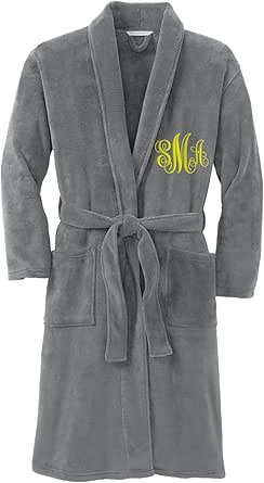 C&K Imaging and Embroidery Customized Monogram Unisex Bath Robes-Gray ...