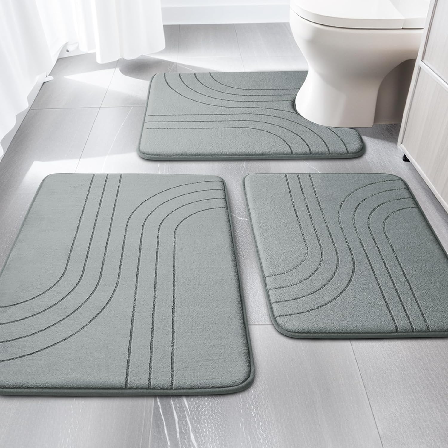 Amazon.com: YIHOUSE 3 Piece Bathroom Rug Set, Soft Non Slip Bathroom ...