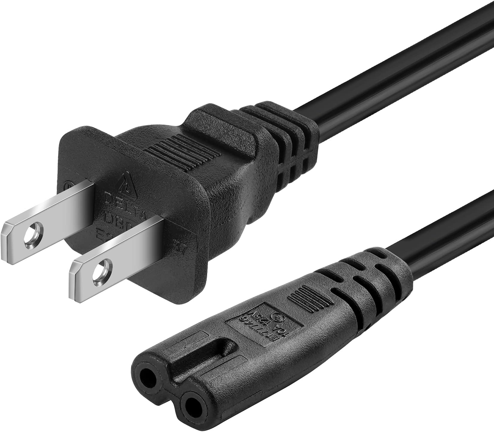 Amazon.com: 2 Prong AC Power Cord Replacement Power Cord Cable [UL ...