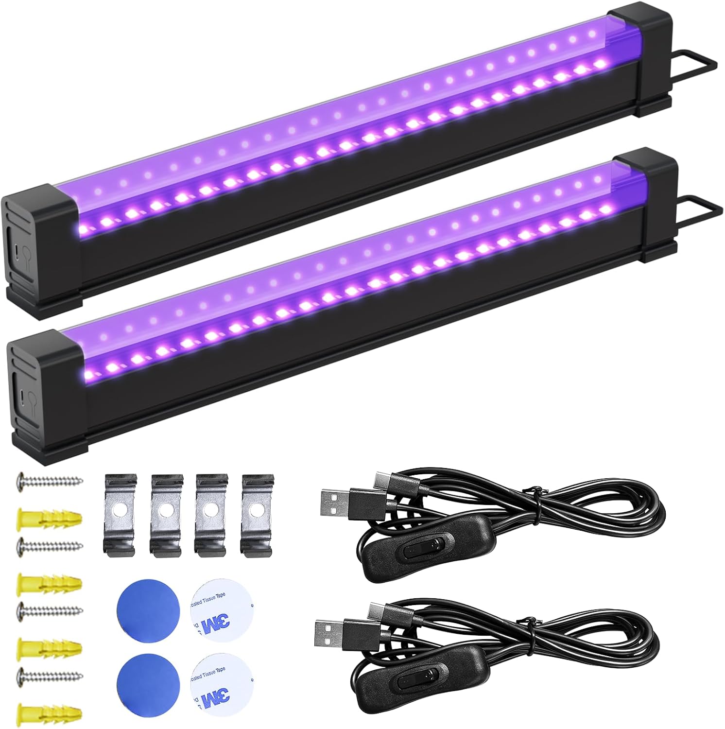 Rechargeable Black Light Bar 5W 1FT, Battery Powered LED Blacklight ...