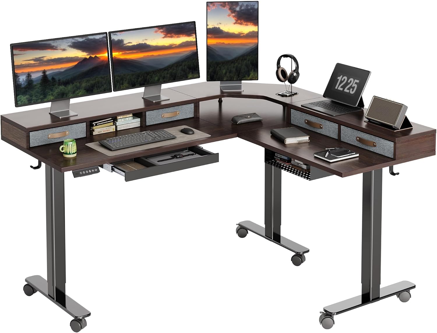 Amazon.com: INNOVAR Triple Motor L Shaped Standing Desk with Drawers ...