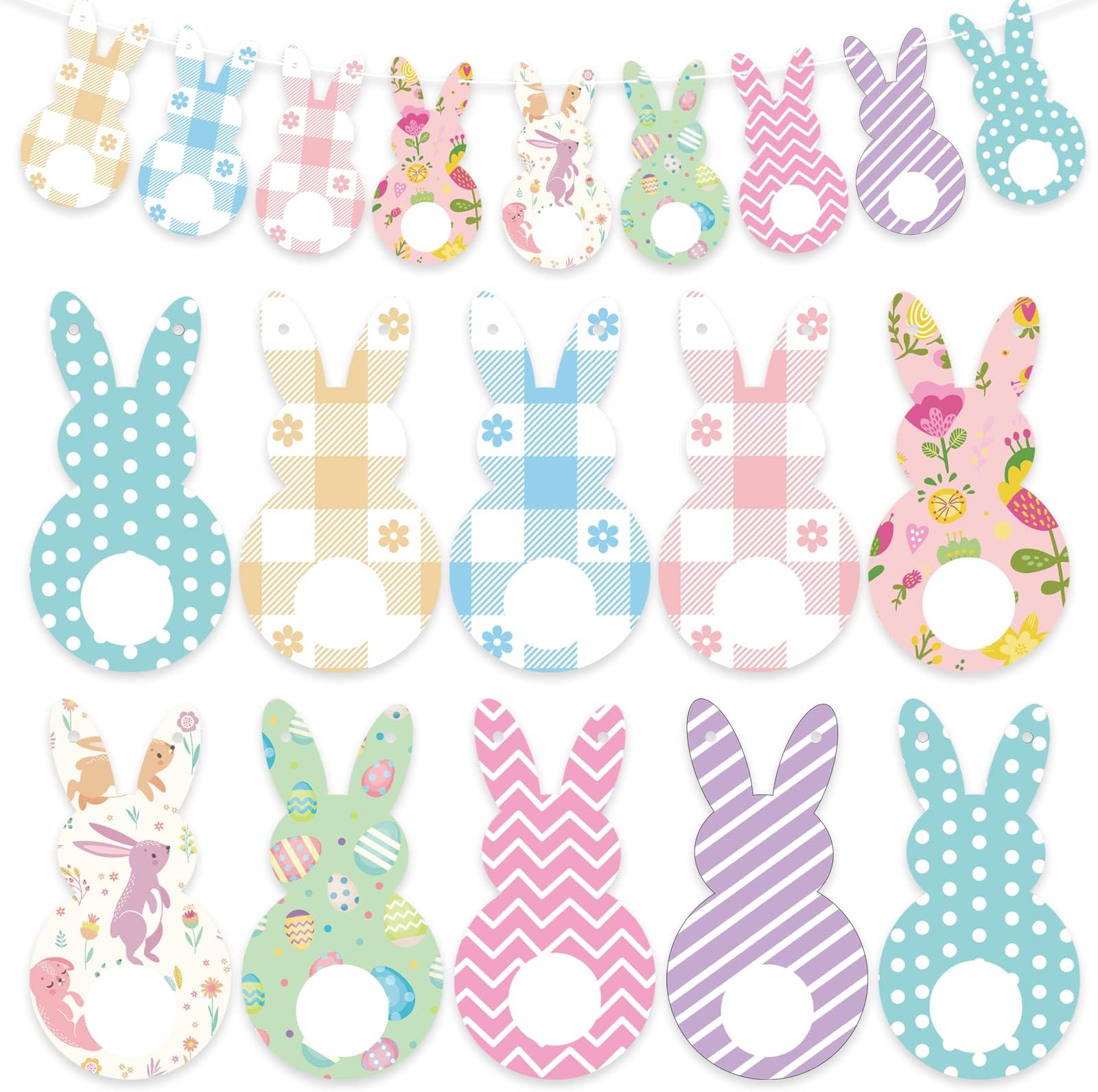 Amazon.com: 100 Pcs Easter Glitter Bunny Cutouts Card Colorful Rabbit ...