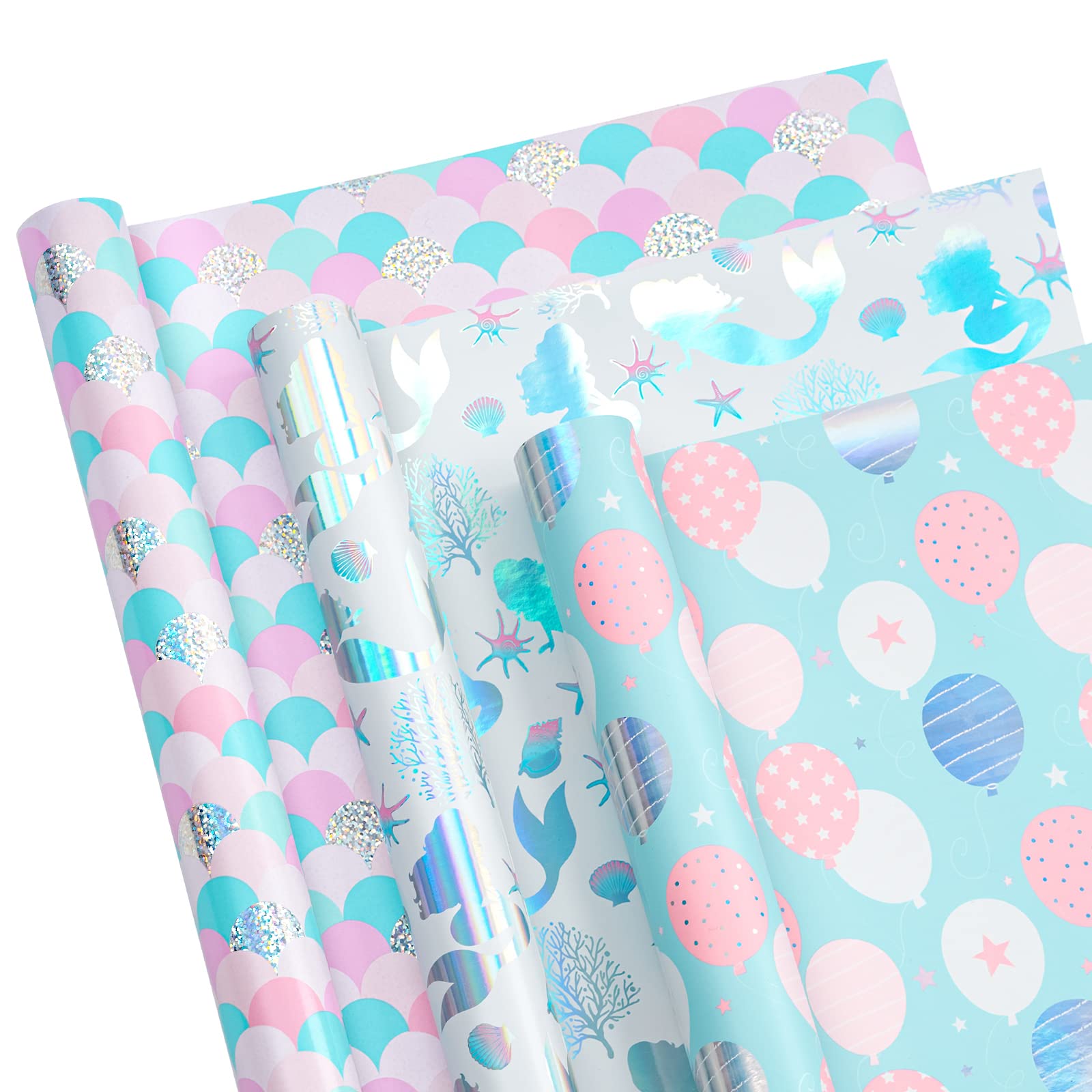 Snapklik.com : WRAPAHOLIC Mermaid Wrapping Paper Roll - Mini Roll - 3 ...