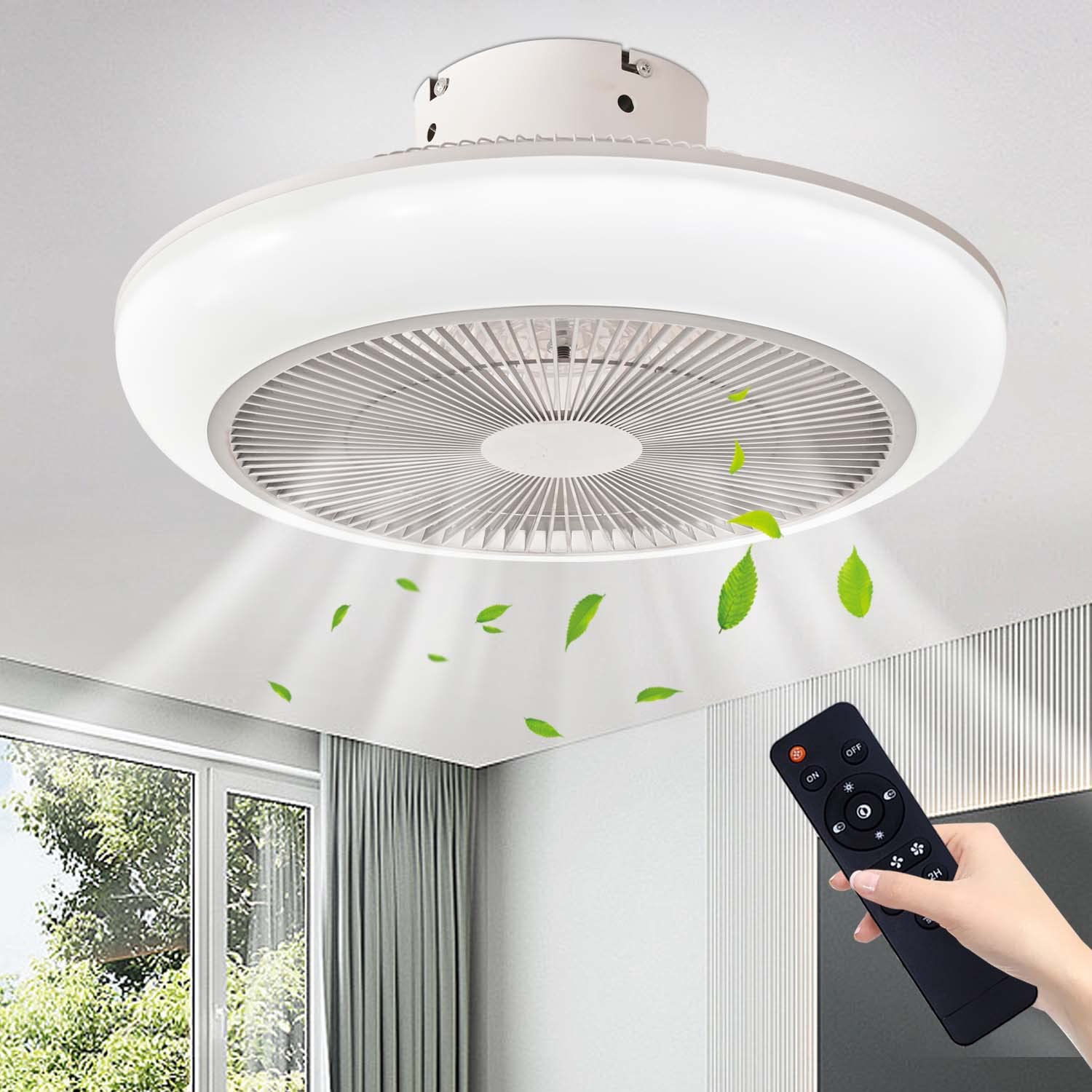 NFOD Ceiling Fan with Lights,18"Modern Flush Mount Low Profile Ceiling ...