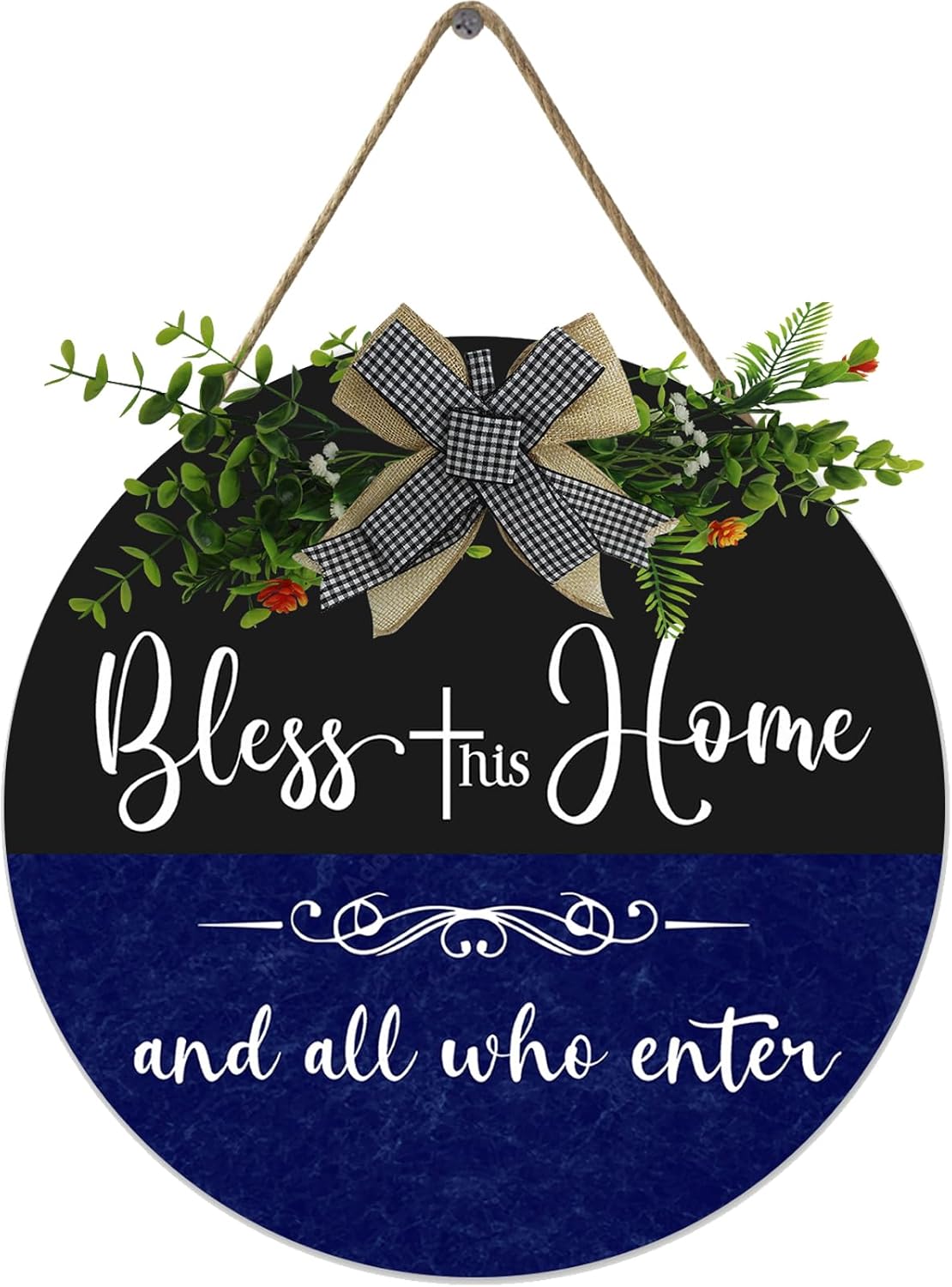 Amazon.com: Fenarenes Front Door Blessed Wreaths Bless This Home and ...