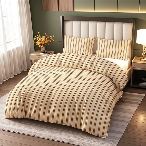 Jaynovex77 Stripe Reversible Single Duvet Cover Sets Bedding Yellow ...