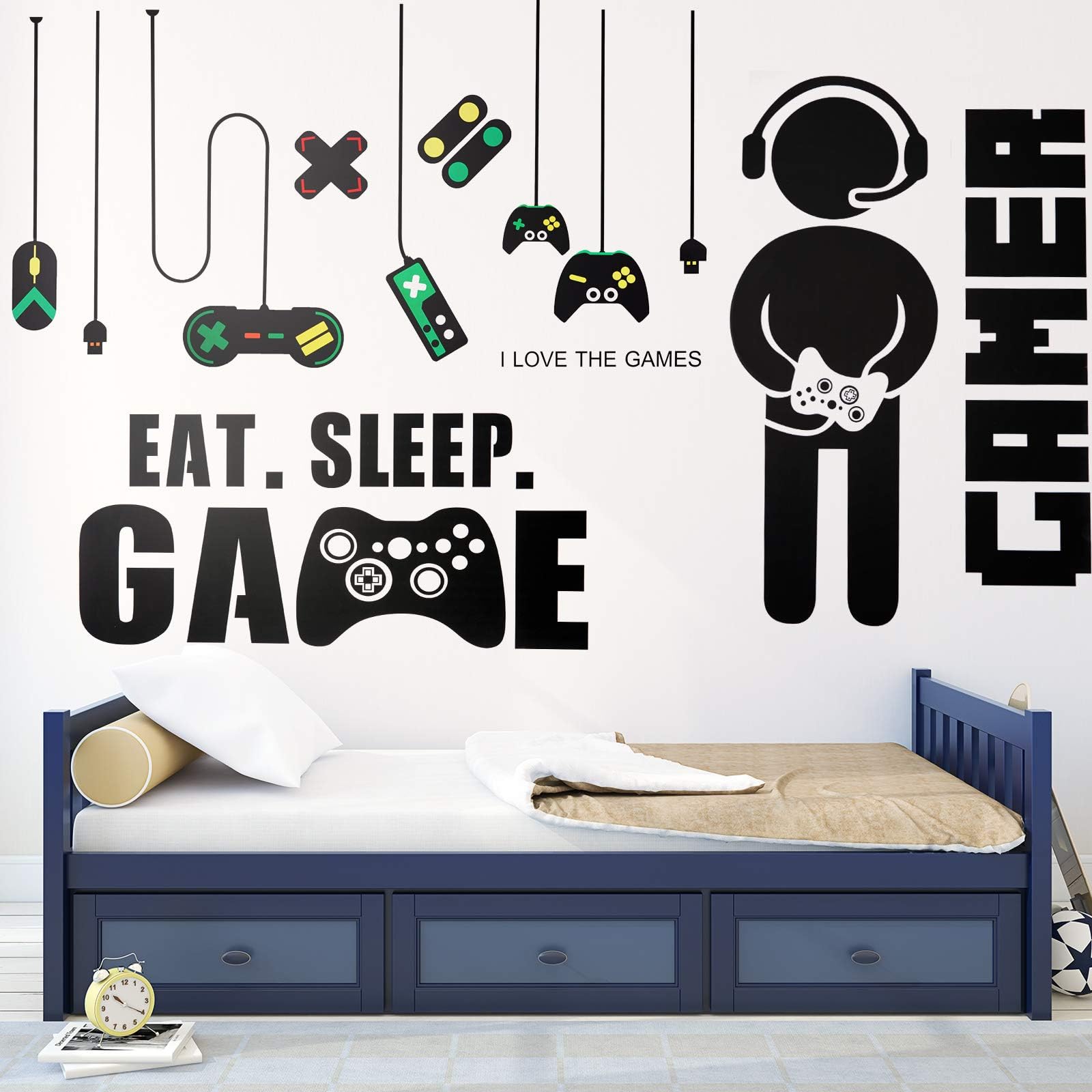 Amazon.com: 3 Sheets Game Wall Stickers Video Game Wall Decals, Vinyl ...