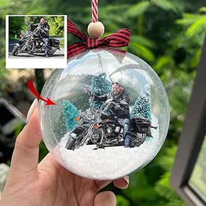 Amazon.com: Personalized Motorcycle, Ball Ornaments, Upload Photo ...