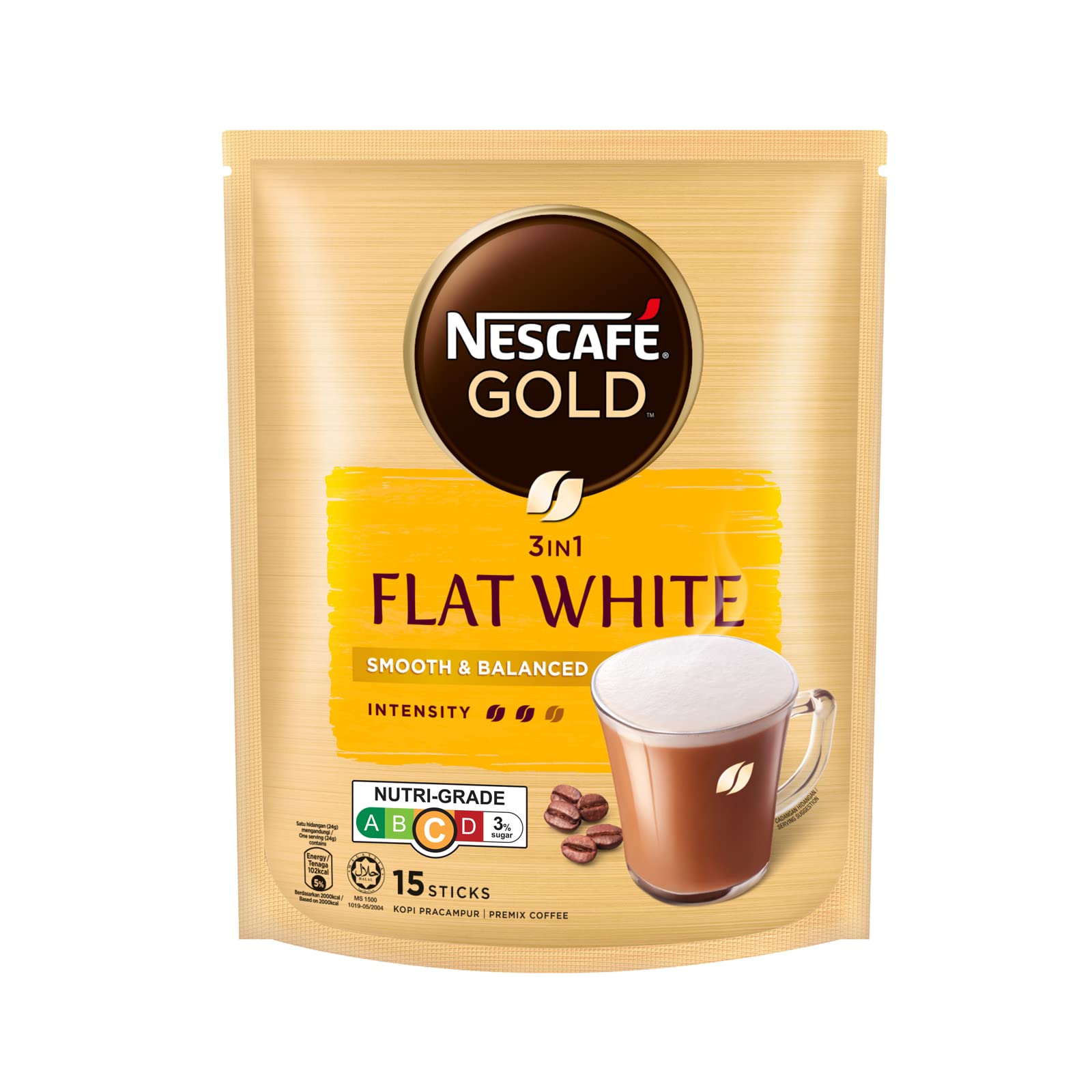 Buy Nestle Nescafe Gold 3 in 1 Flat White Smooth & Balanced Intensity ...