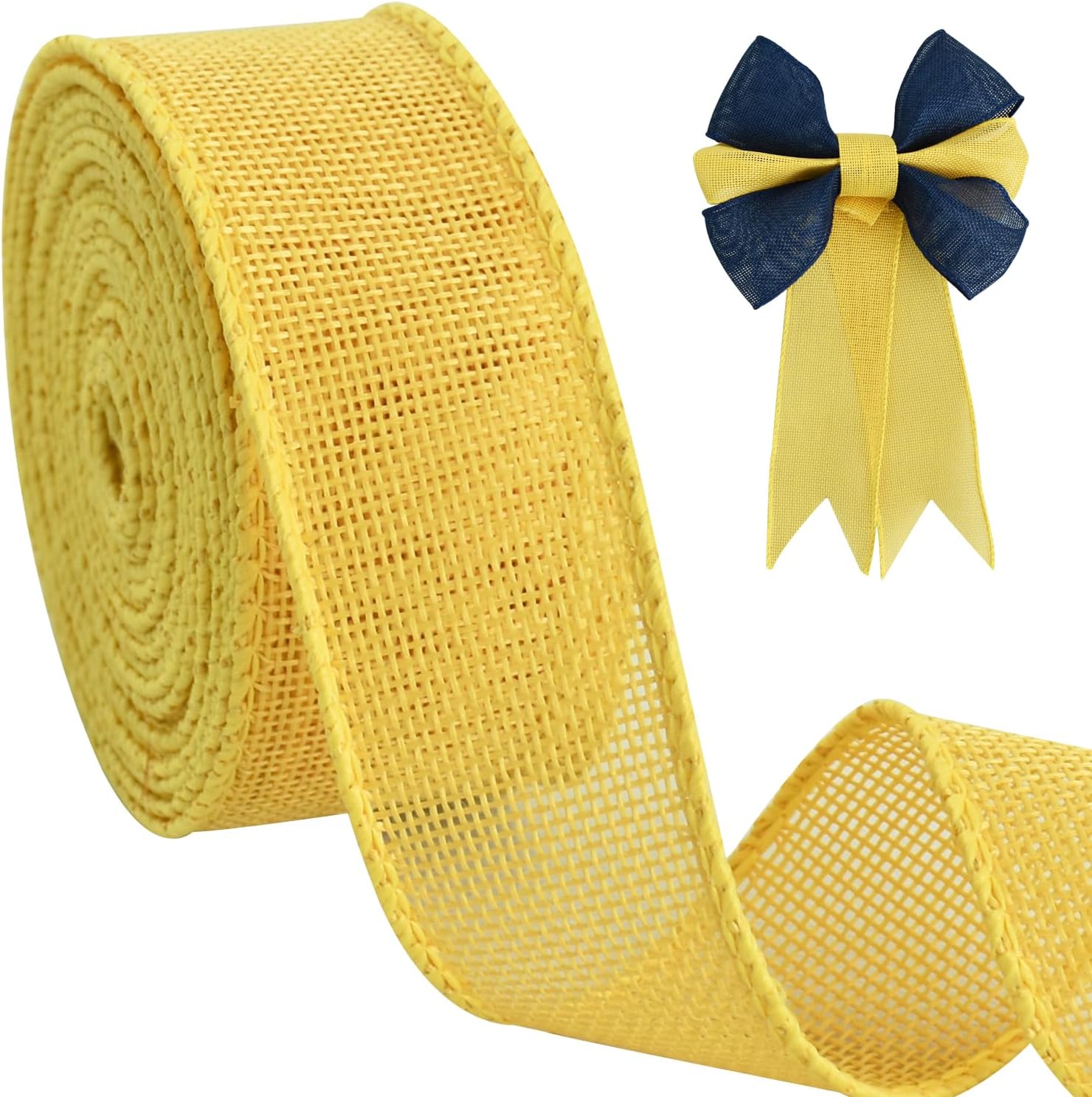 Amazon.com: TONIFUL Burlap Yellow Wired Ribbon, 1 1/2 inch 10 Yard Jute ...