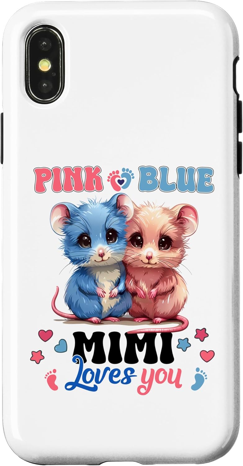 Amazon.com: iPhone X/XS Pink Or Blue Mimi Loves You Cute Mouse Gender ...