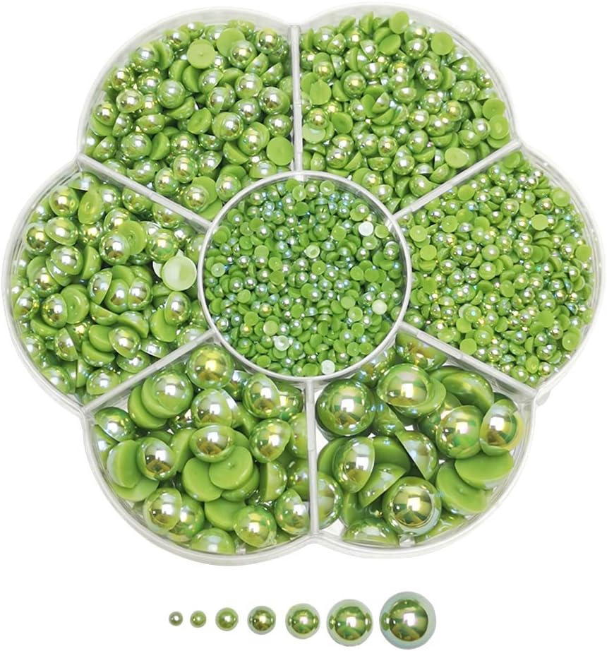 Amazon.com: YAKA 3000PCS 1 Box 7Sizes Round Flatback Half Pearls Bead ...