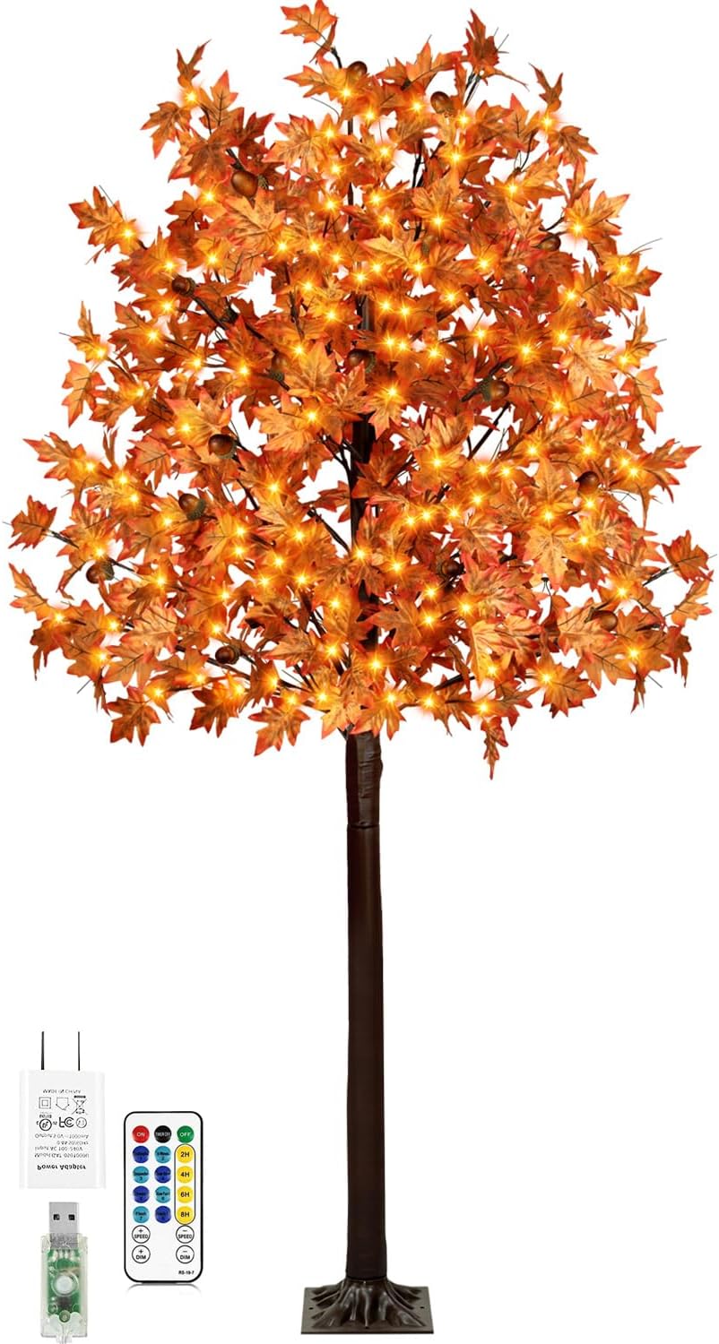Amazon.com: 7FT 170 LED Lighted Maple Tree - Thanksgiving Decor ...