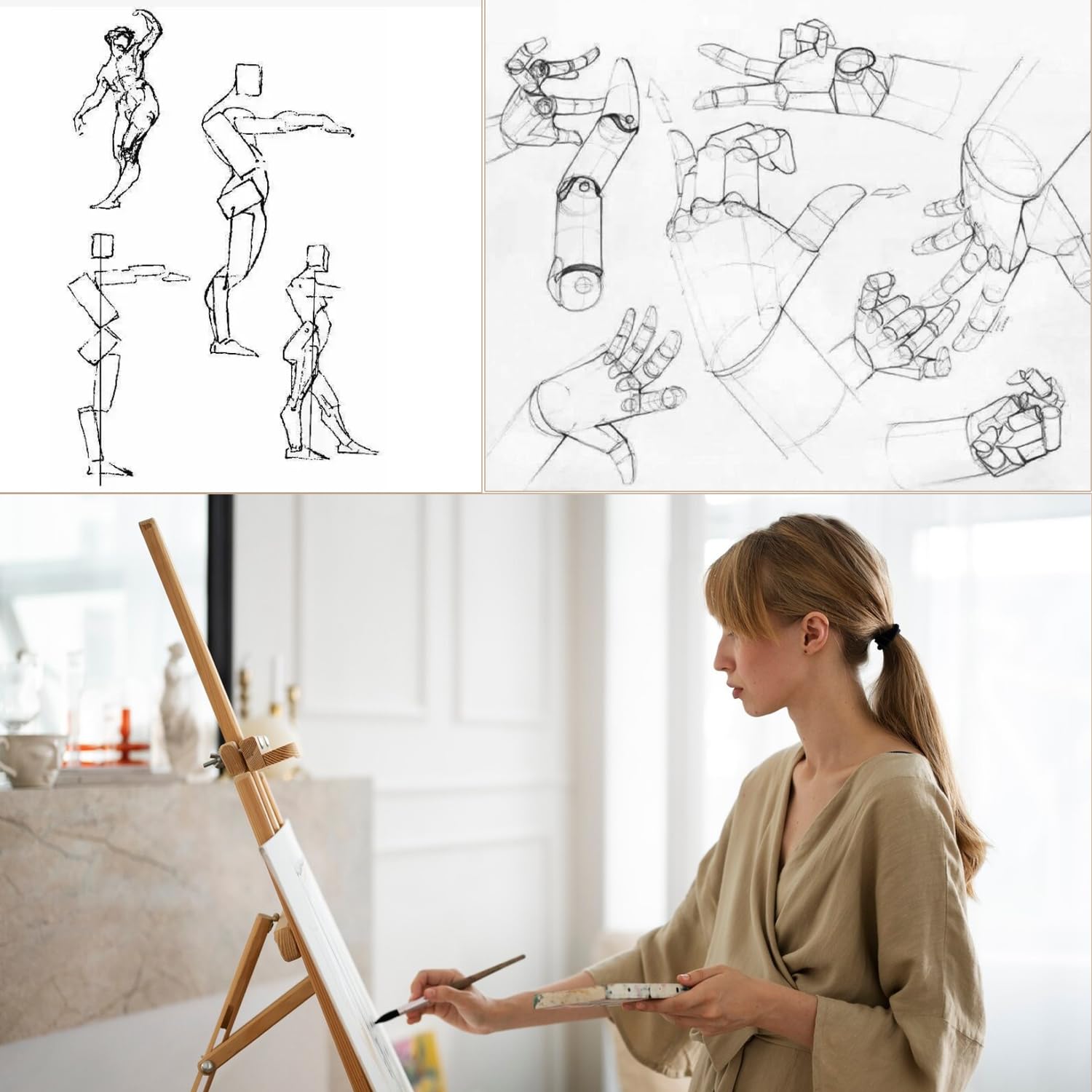 Snapklik.com : 2-Pack 12" Drawing Hand Model,8" Artist Wooden Mannequin ...