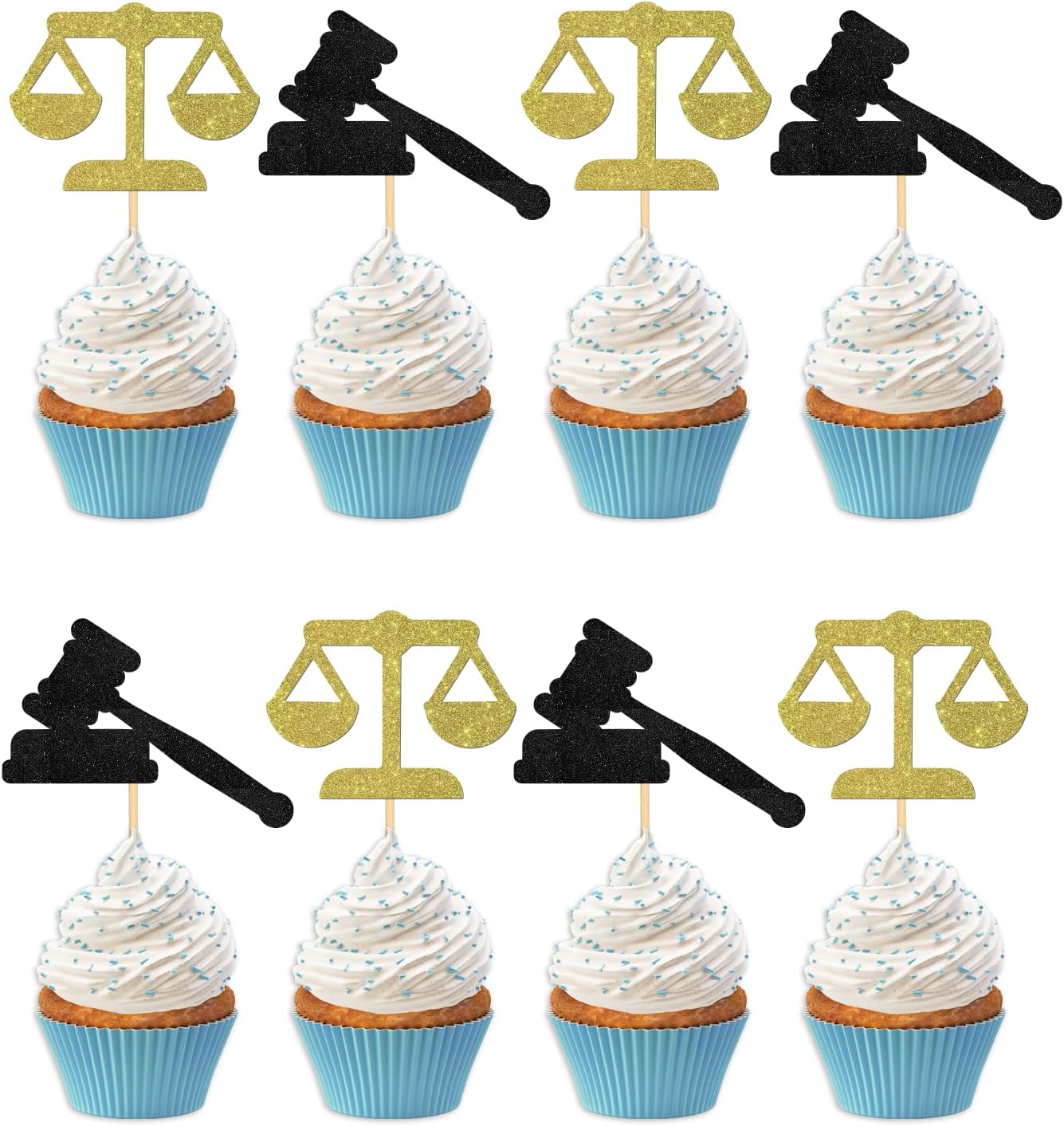 Amazon.com: ShuanQ Balance & Gavel Cupcake Toppers - Congrats Law Grad ...