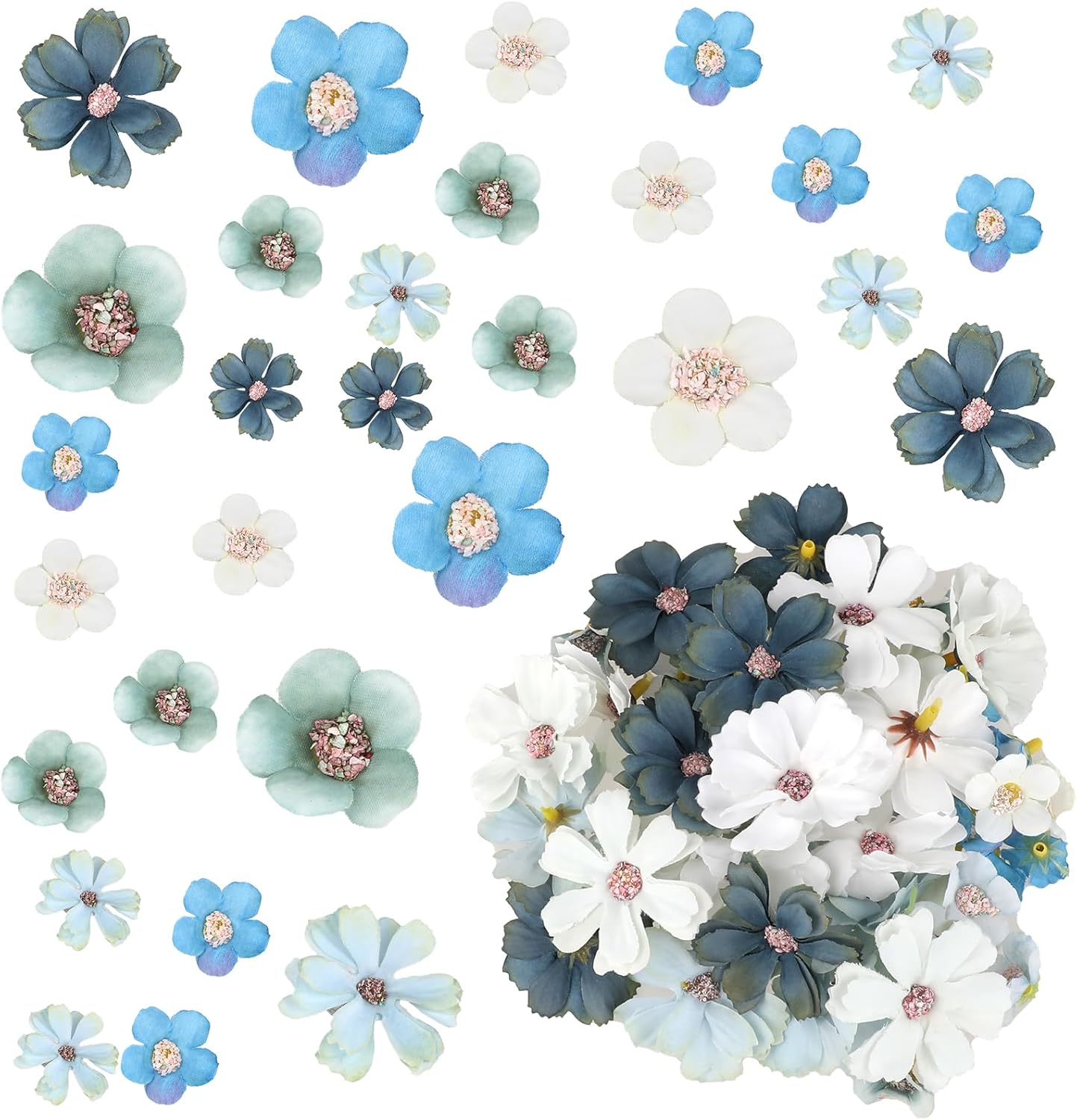 Amazon.com: 80 Pcs Mini Silk Flower Heads for Crafts Faux Flowers Heads ...