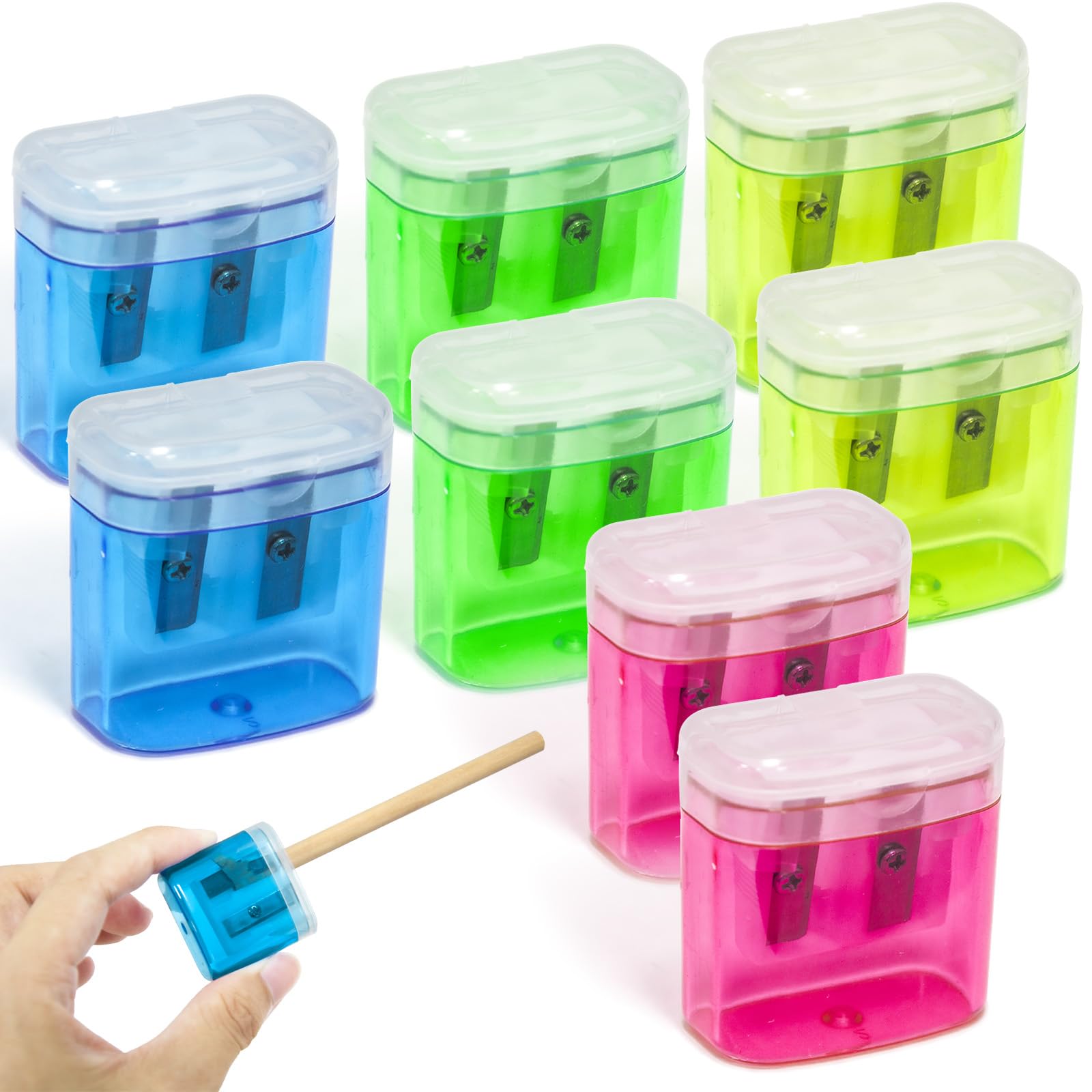 8 PCS Pencil Sharpeners, Sharpeners for School, Manual Double-Hole ...