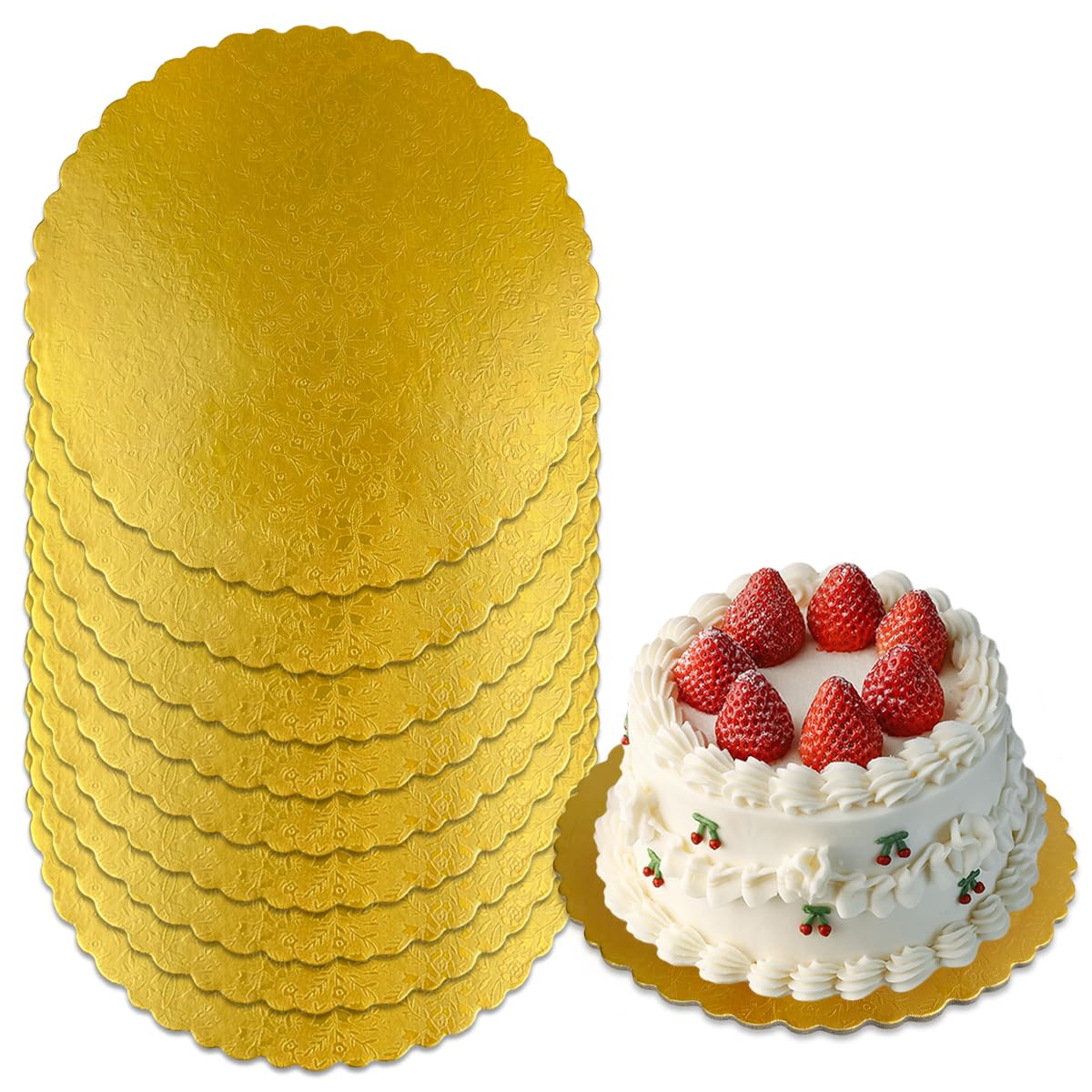 Amazon.com: 25 PCS 8 inch Gold Cakeboard Round,Small Disposable Cake ...
