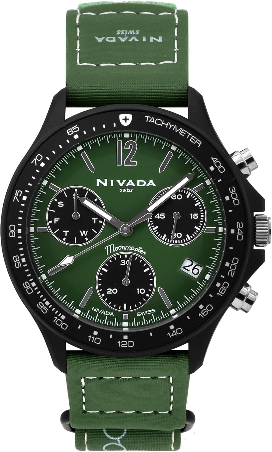 Nivada Swiss Moonmaster Nanocerámica Reloj para Hombre Carátula Verde ...