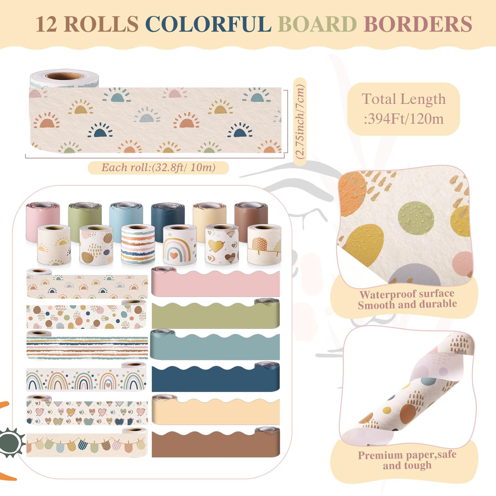 Snapklik.com : Qilery 12 Rolls 394 Ft Borders For Bulletin Board ...