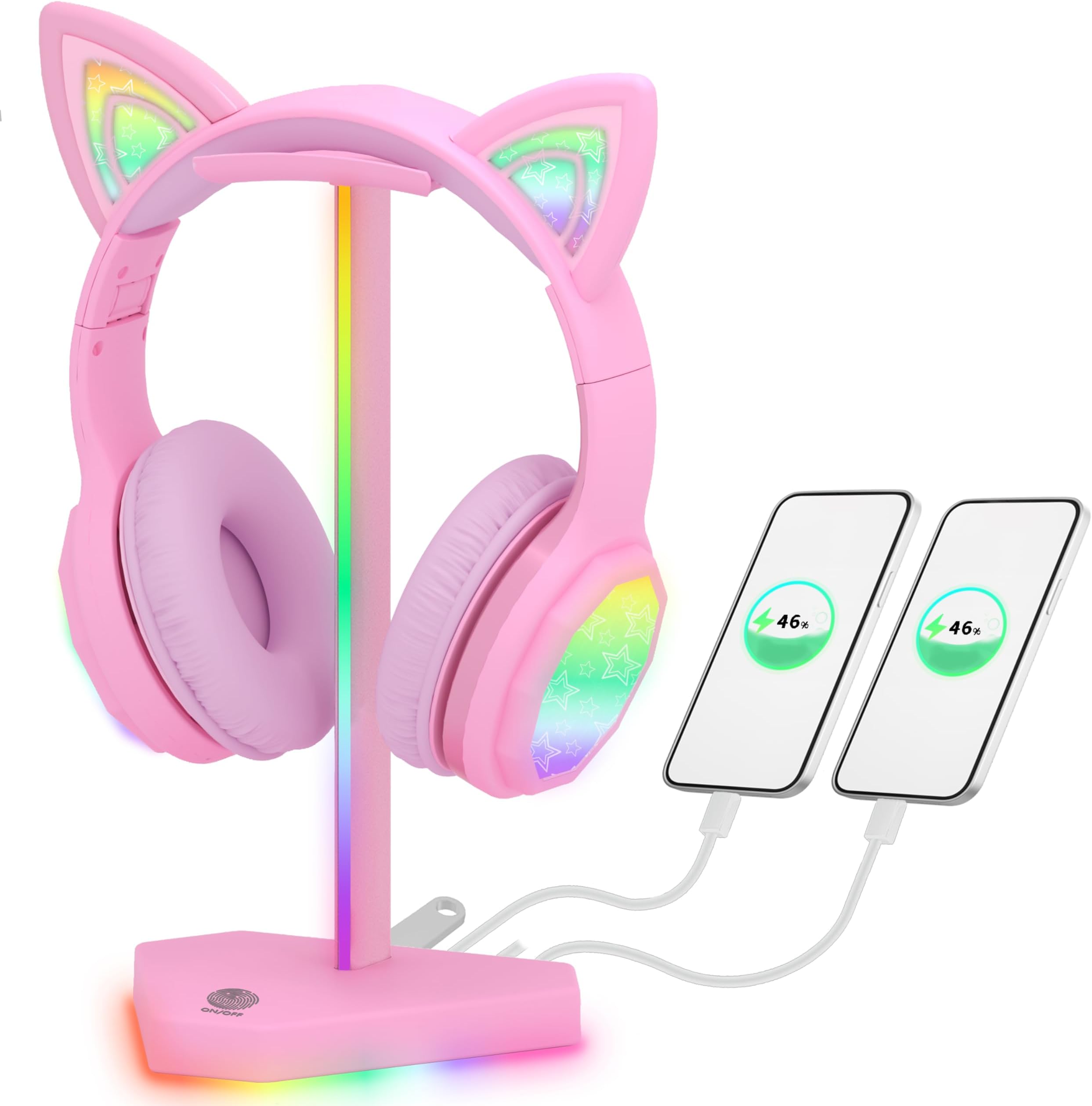 Amazon.com: VCOM RGB Gaming Headphones Stand with 2 USB and 1 Type-C ...