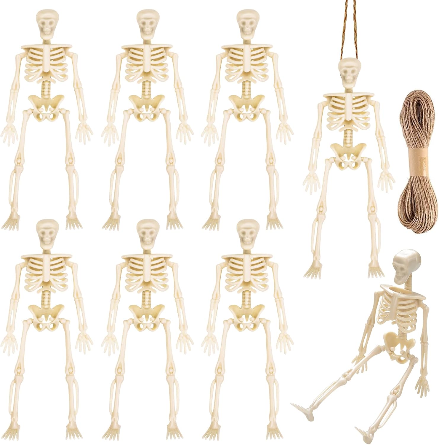 Amazon.com: DULEFUN 8PCS Skeletons Halloween Decorations 6 Inch Small ...