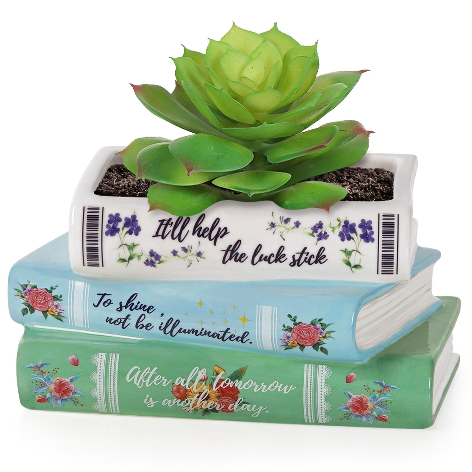 Amazon.com : Book Planter Pots for Plants, Ceramic Planters with ...