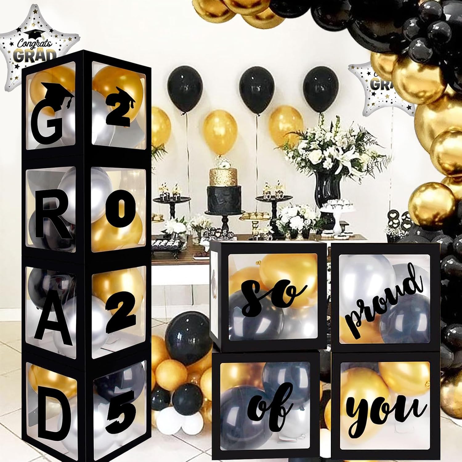 Amazon.com: Graduation Party Decorations 2025 – Black Balloon Boxes ...