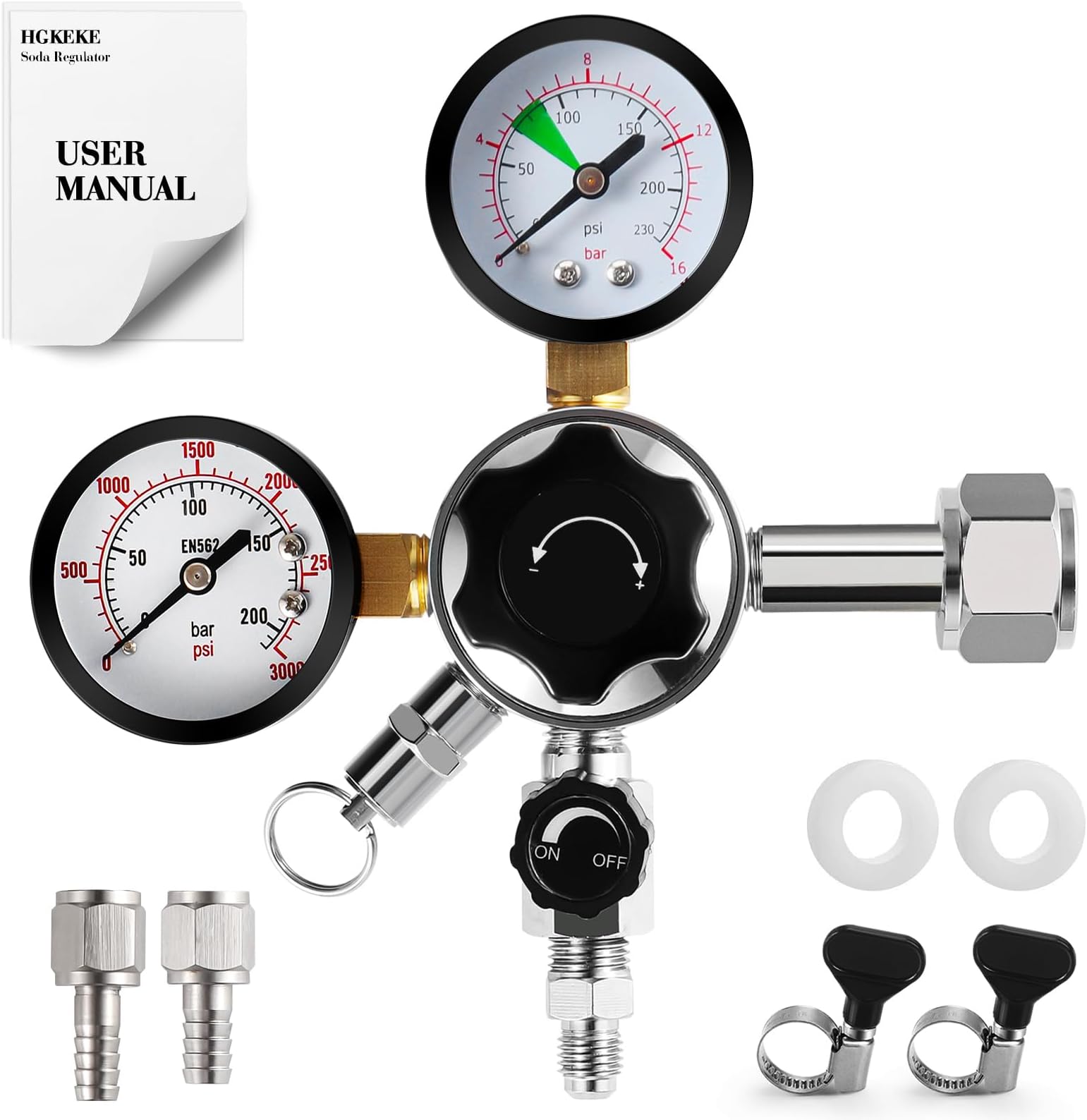 Amazon.com: HGKEKE High Pressure CO2 Regulator Dual Gauge Keg Regulator ...