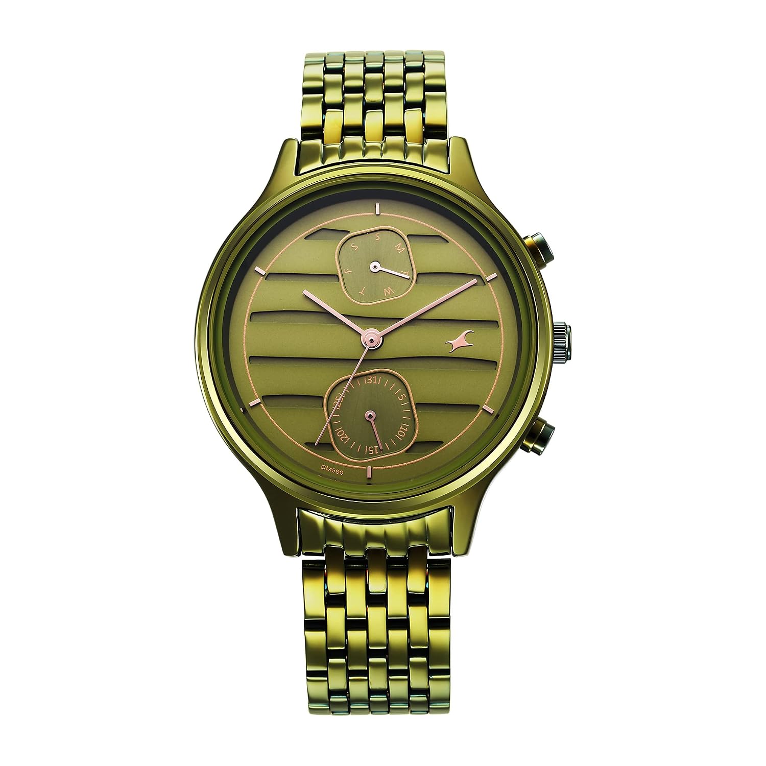 Fastrack Style Up Quartz Multifunction Green Dial Green Stainless Steel ...