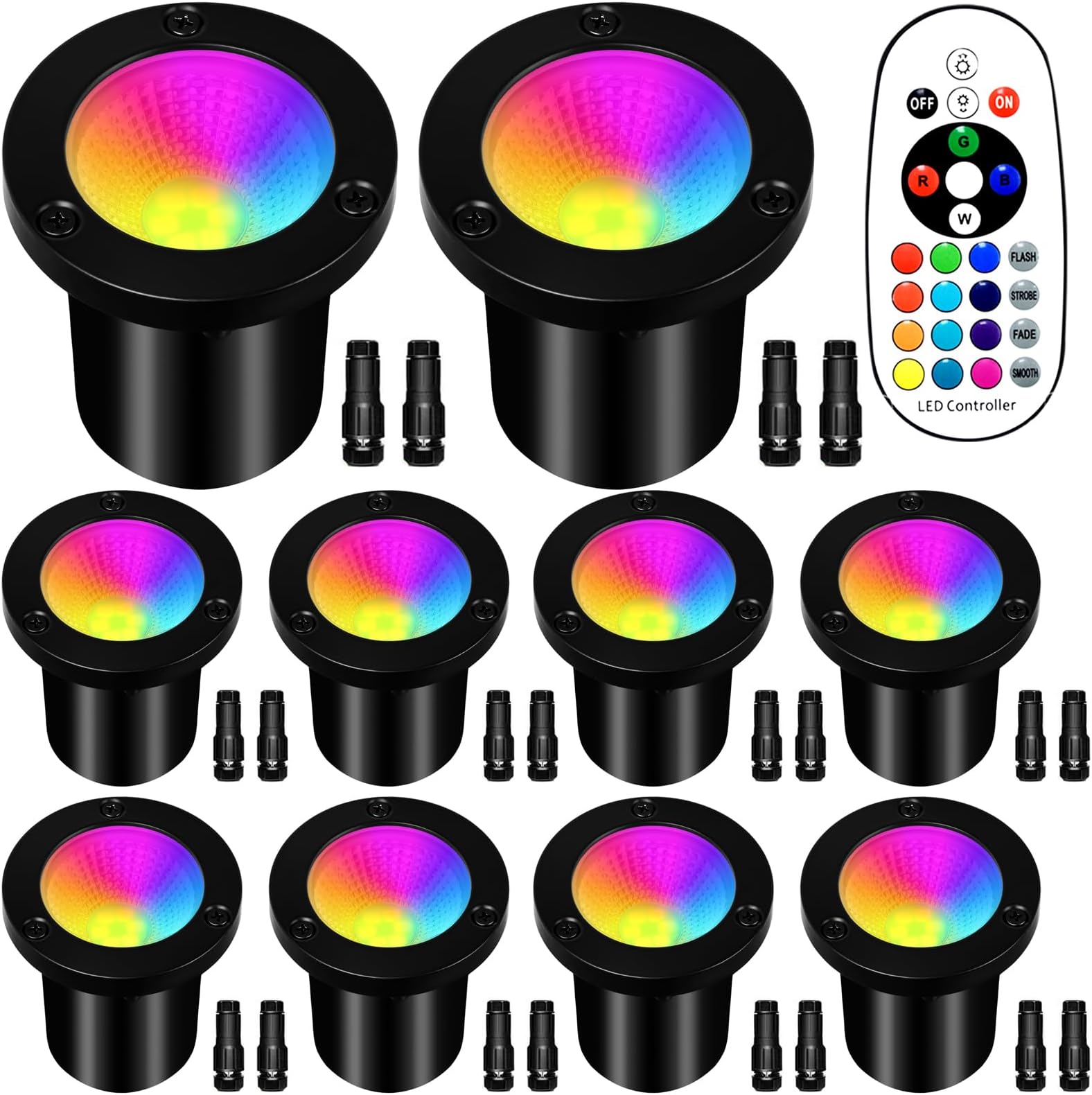 ZUCKEO RGB Low Voltage Landscape Lights LED Color Changing Well Lights ...