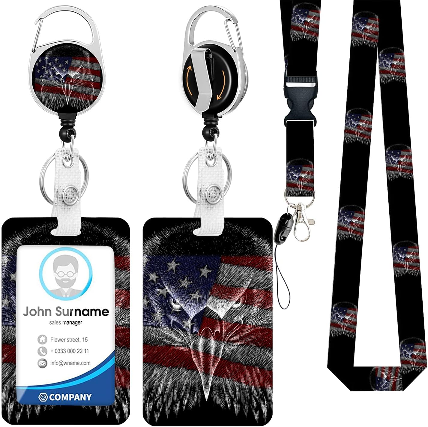 Amazon.com : GONGDUAIHE ID Badge Holder with Lanyard, Eagle Lanyards ...