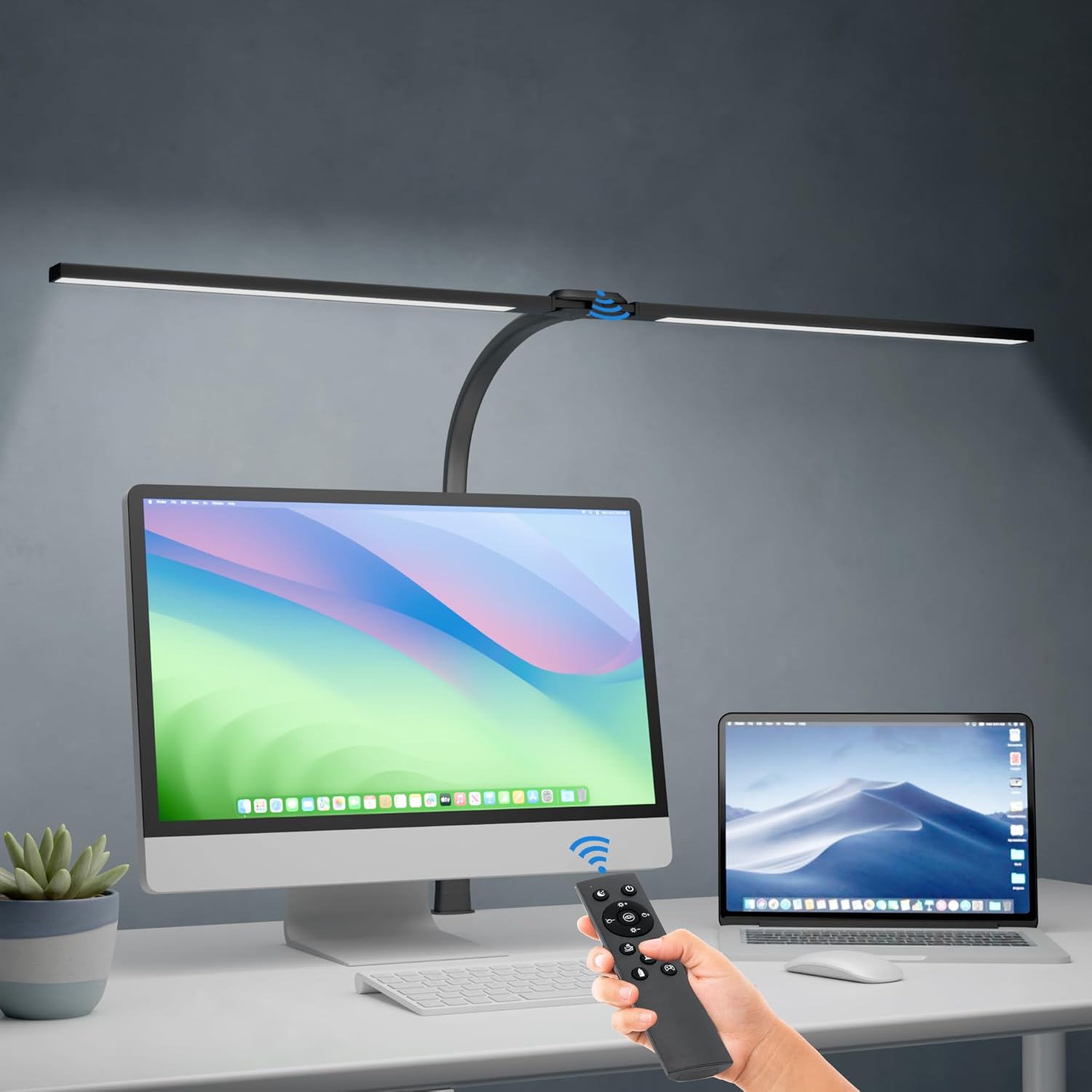 LUMINLITE LED Desk Lamp for Home Office, with Remote Control and Clamp ...