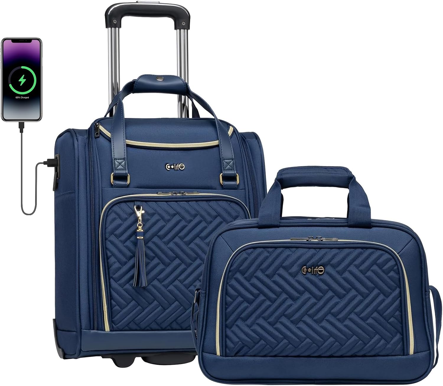 Amazon.com | Coolife Luggage Carry On Luggage Underseat Luggage ...