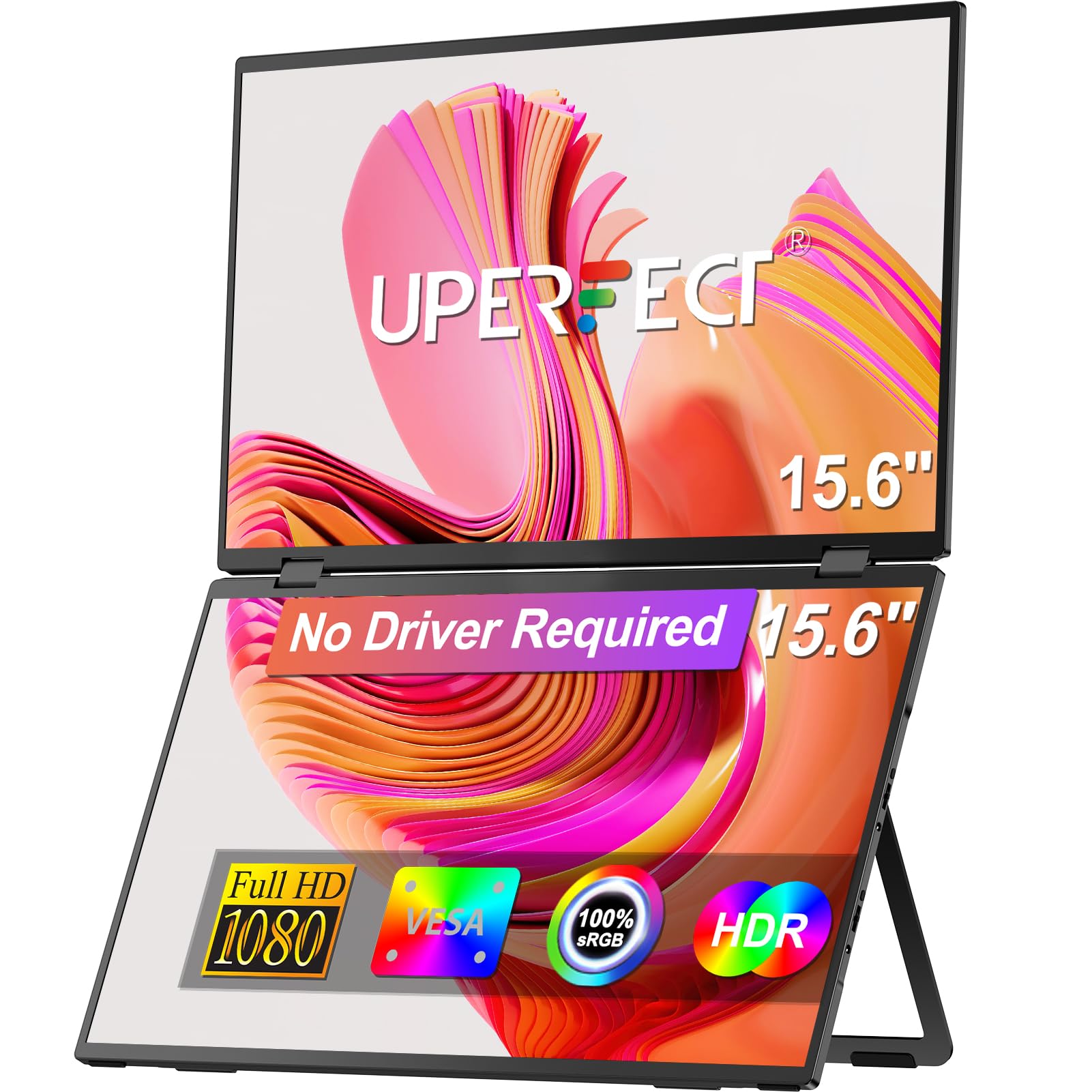 UPERFECT 15.6 ''Portable Monitor, Dual Tragbarer Monitor Stacked ...