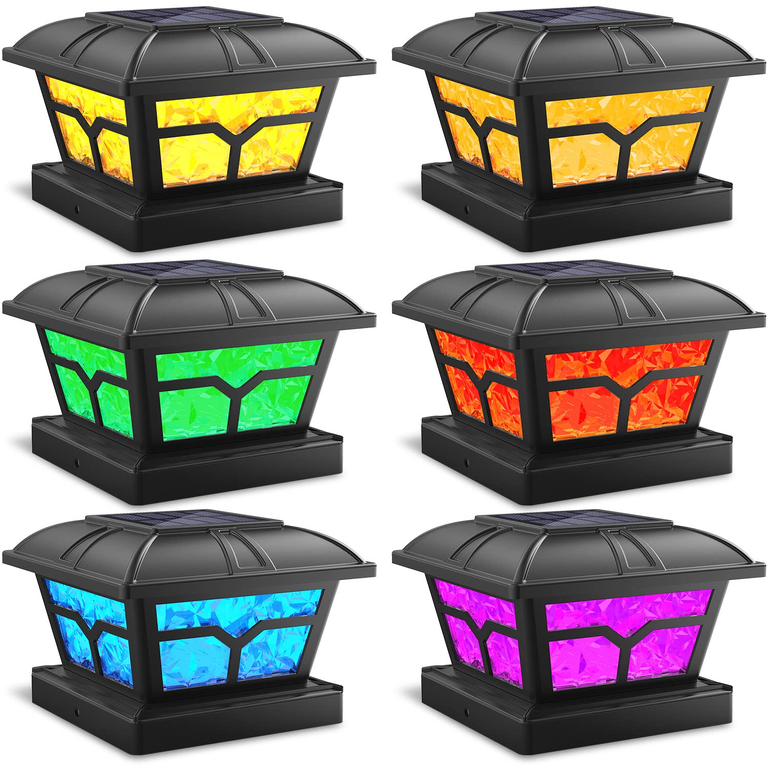 SIEDiNLAR Solar Post Cap Lights Outdoor 2 Color Modes for 4x4 5x5 6x6 ...