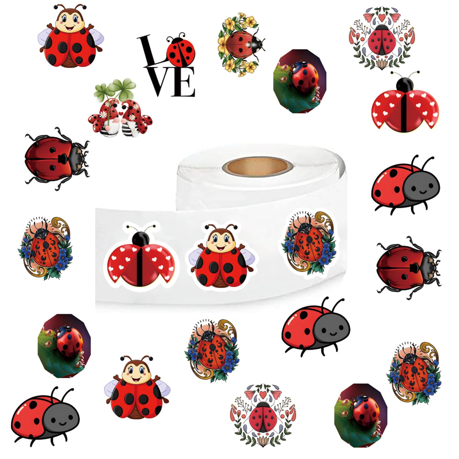 Amazon.com: Ladybug Stickers (500 pcs), 10 Sheets Insect Aesthetics ...