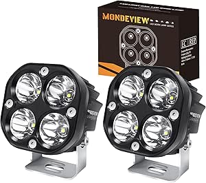 MONDEVIEW Faretti LED Moto 40W 4000LM Fari Supplementari 3 Modalità 9-30V Super Luminoso con 4 ...
