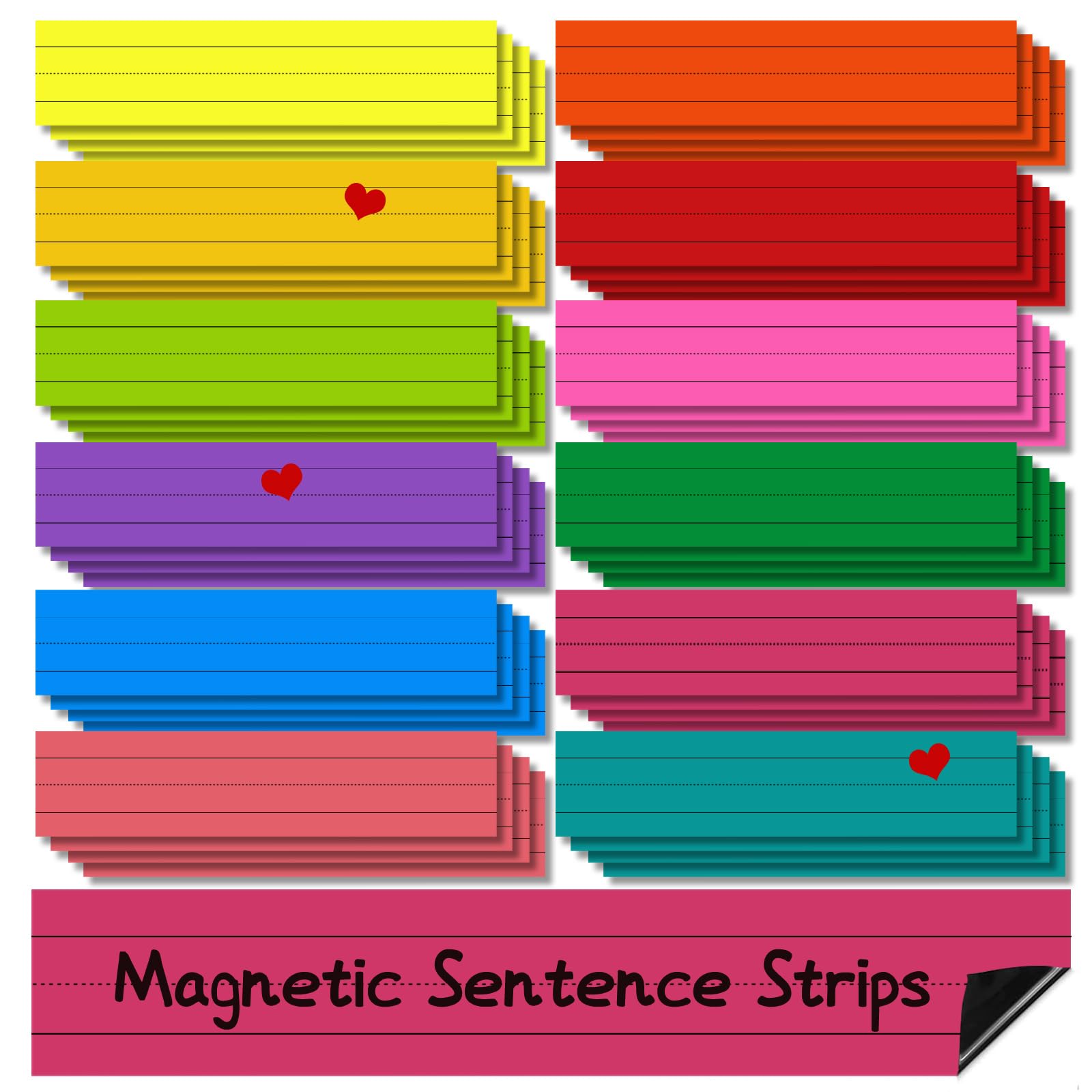 Amazon.com: 96 Pieces of Magnetic Sentence Strips for Whiteboard ...