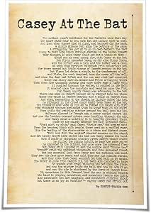 Amazon.com: Peastrog Casey At The Bat Poem Wall Art Vintage Poster ...