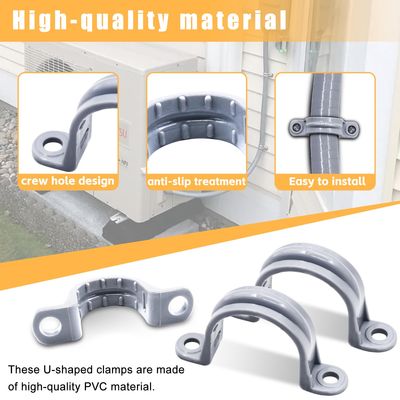 Snapklik.com : 1-1/4 Inch PVC Pipe Straps, 2-Hole Conduit Strap,Liquid ...