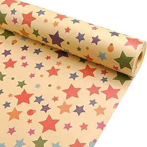 43cm*12m Star Wrapping Paper Roll, Topeedy Eco Friendly Kraft Paper ...
