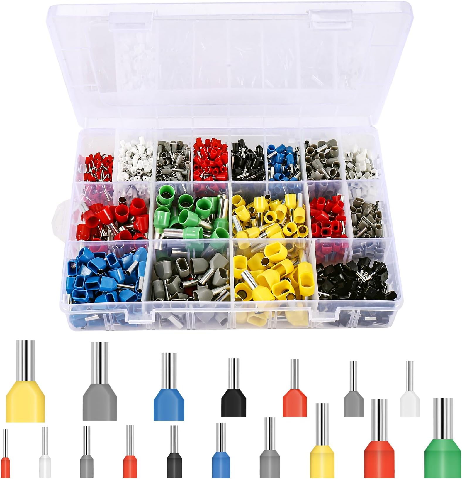 Yoiimiya 1200Pcs Twin Wire Ferrules Kit 0.3-16mm² Wire Terminal ...