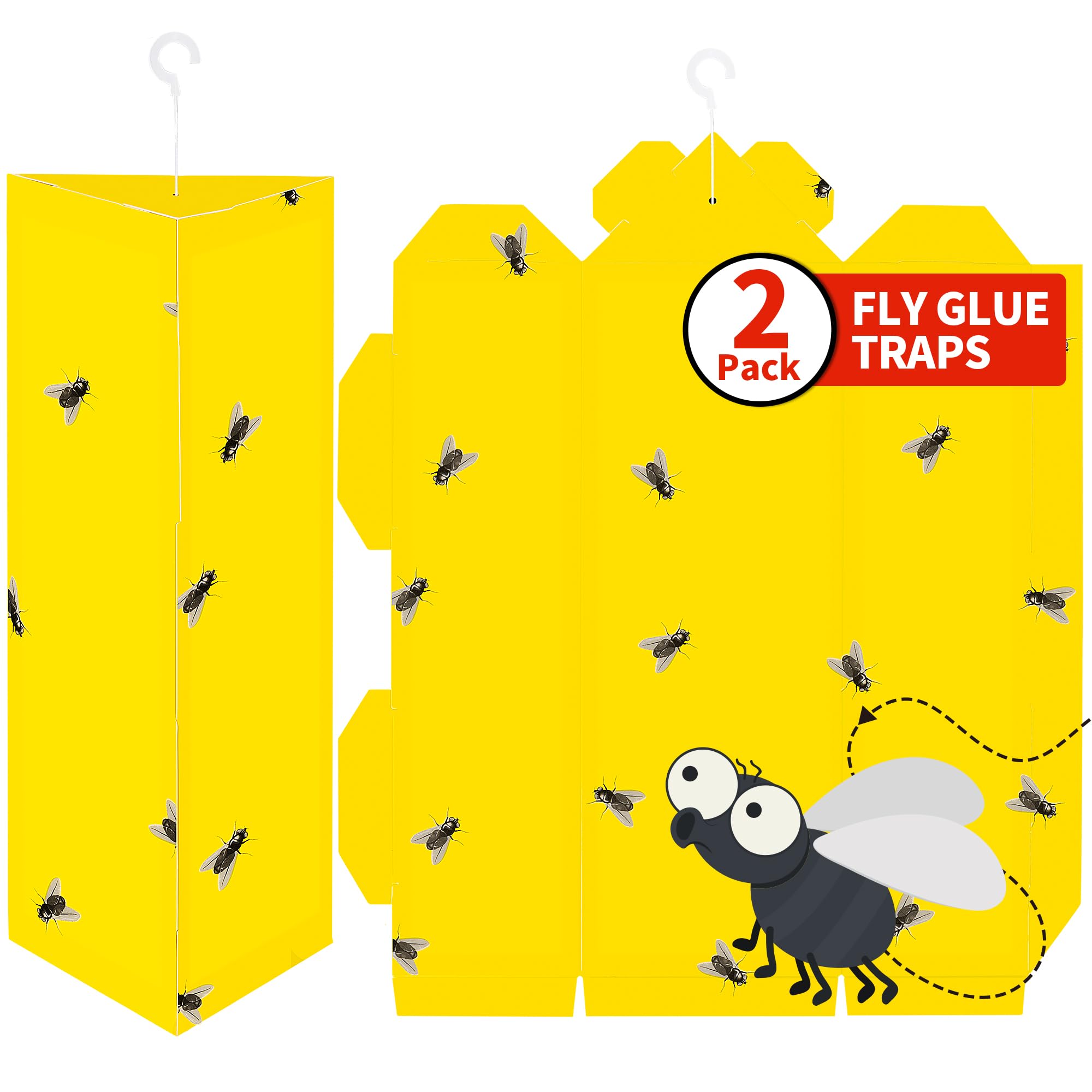 Amazon.com : LULUCATCH Sticky Fly Traps, 2 Pack Hanging Flying Insect ...